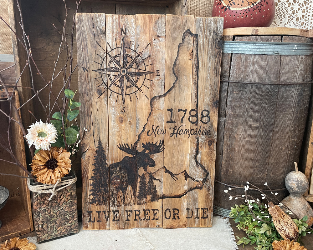 Home & Living :: Home Decor :: New Hampshire State Wall Art, Rustic ...